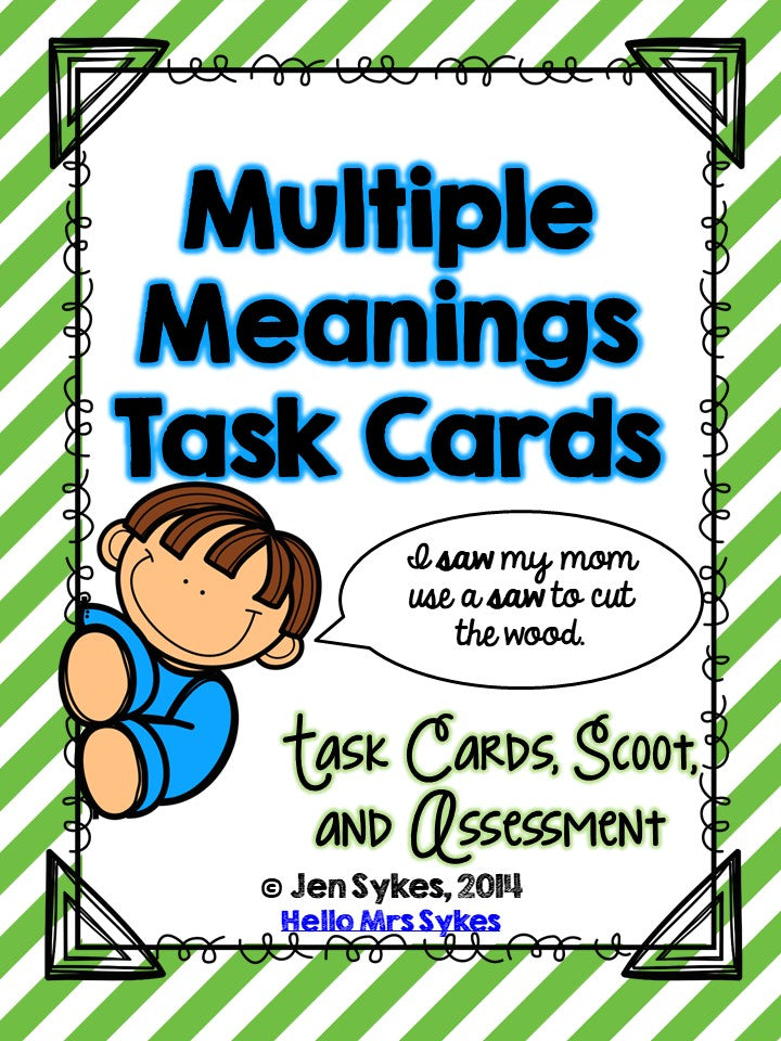 Multiple Meaning Words Task Cards, Scoot Game, and Quick Assessment ...