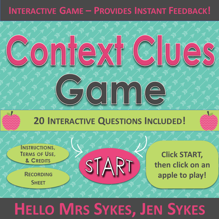 Context Clues Game #1 ~ Interactive PPT game with 20 questions, grades ...