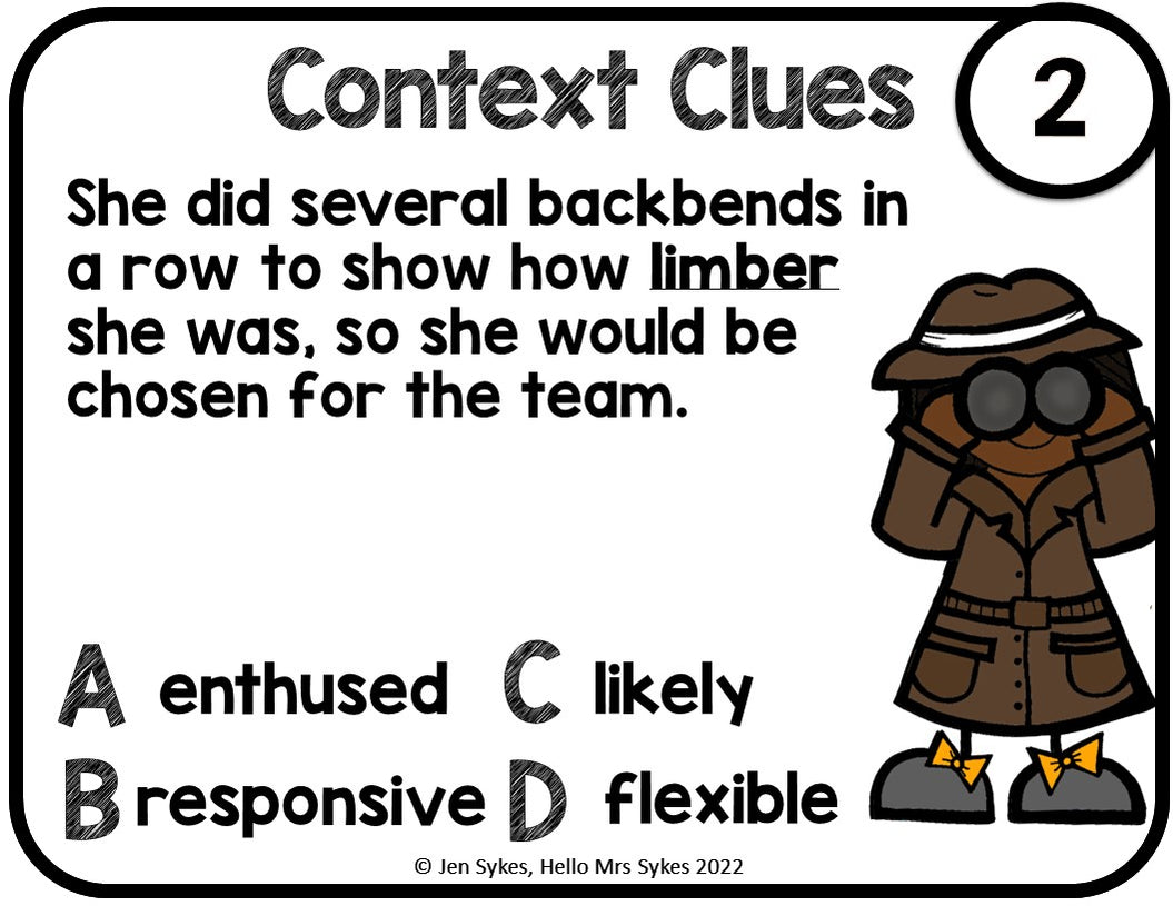 Context Clues Task Cards Scoot and Quick Assessment Grades 2-4 Tier 2 ...