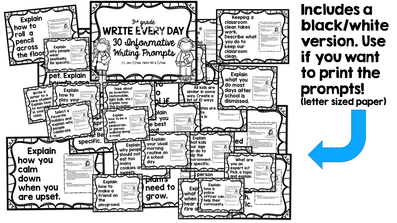 Write Every Day! Informative Writing Prompts 3rd Grade | Hello Mrs Sykes