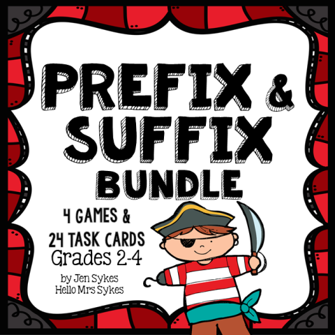 Prefix and Suffix Bundle 4 Games and 24 Task Cards for grades 2-4 ...